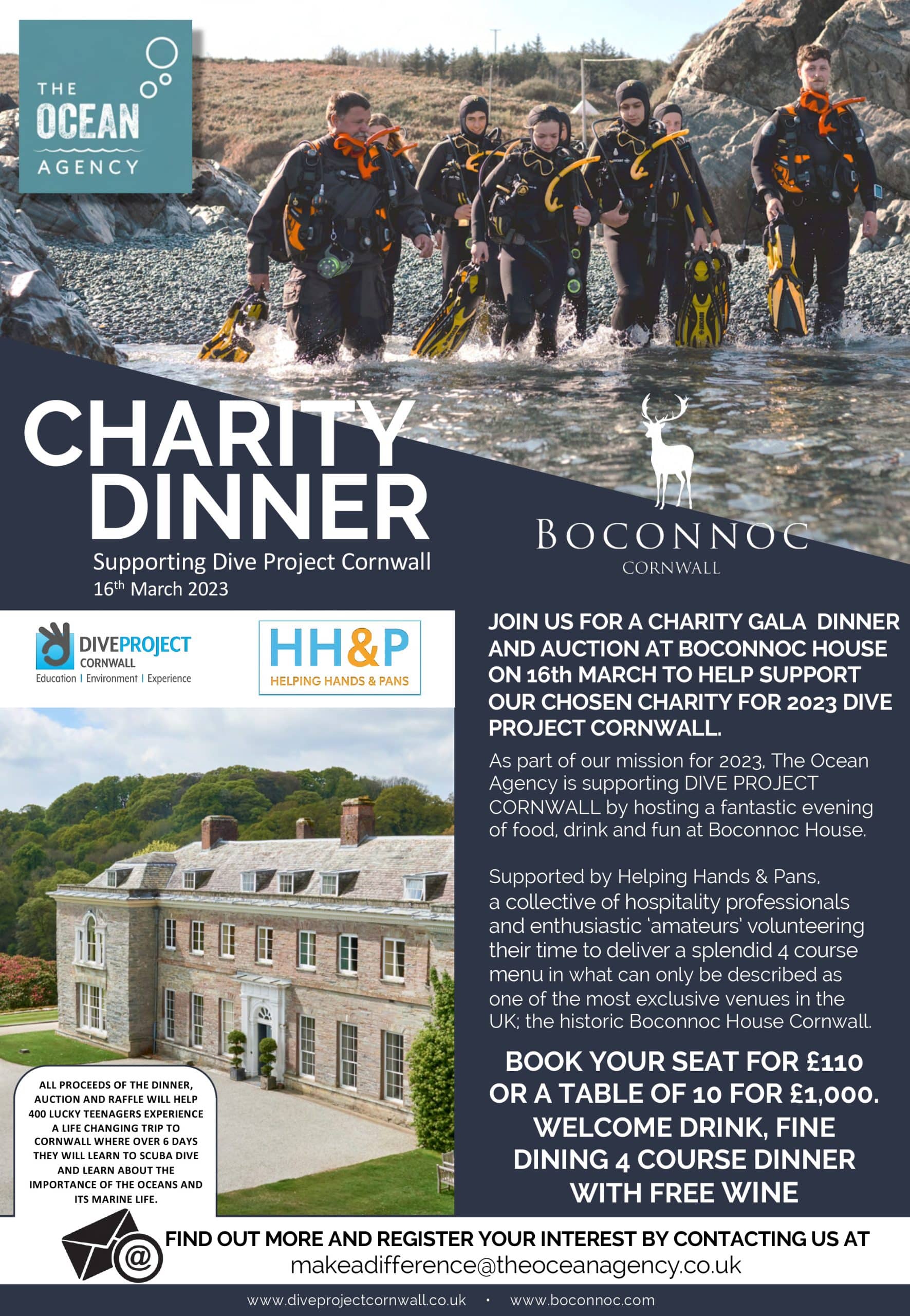 Charity Gala Supporting Dive Project Cornwall | Boconnoc Estate